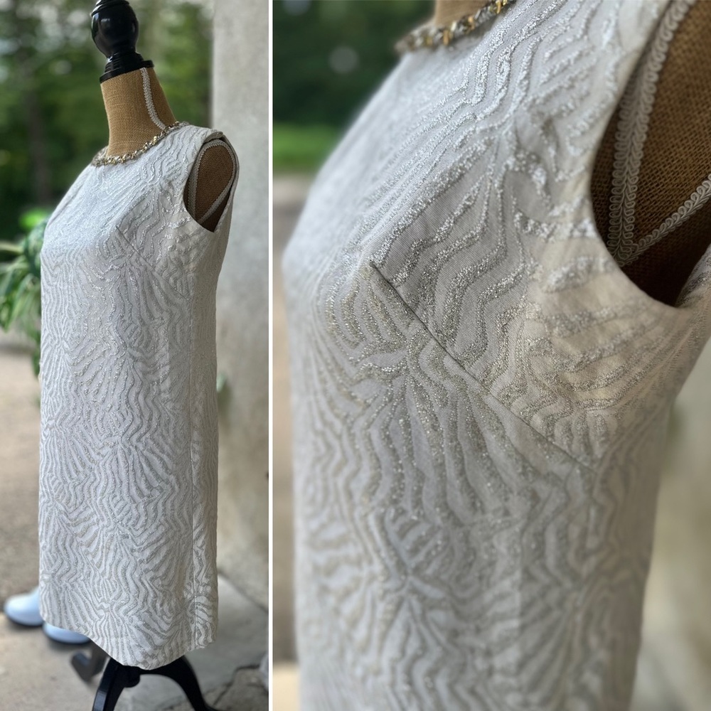 1960’s Gemini Mod Gogo Dress Silver Metal Thread - Gem